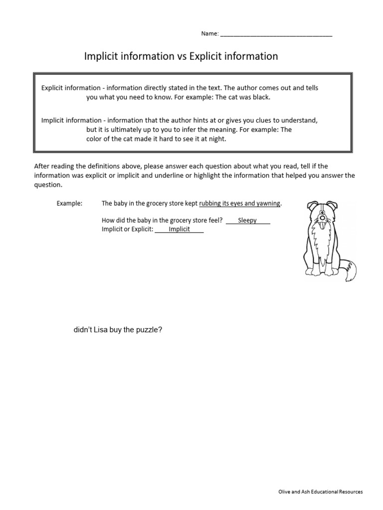 Implicit Vs Explicit Worksheet-2-3 | PDF | Self-Improvement | Wellness