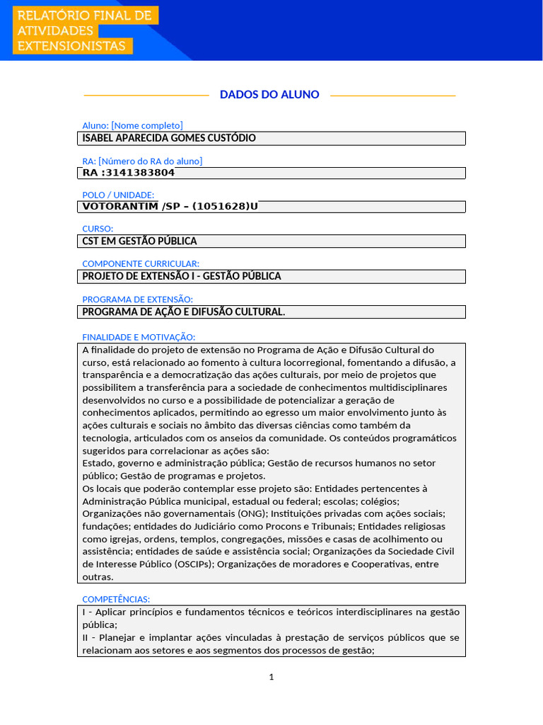 Relatório Final - Isabel Gomes Custódio-Corrigido | PDF | Administração ...