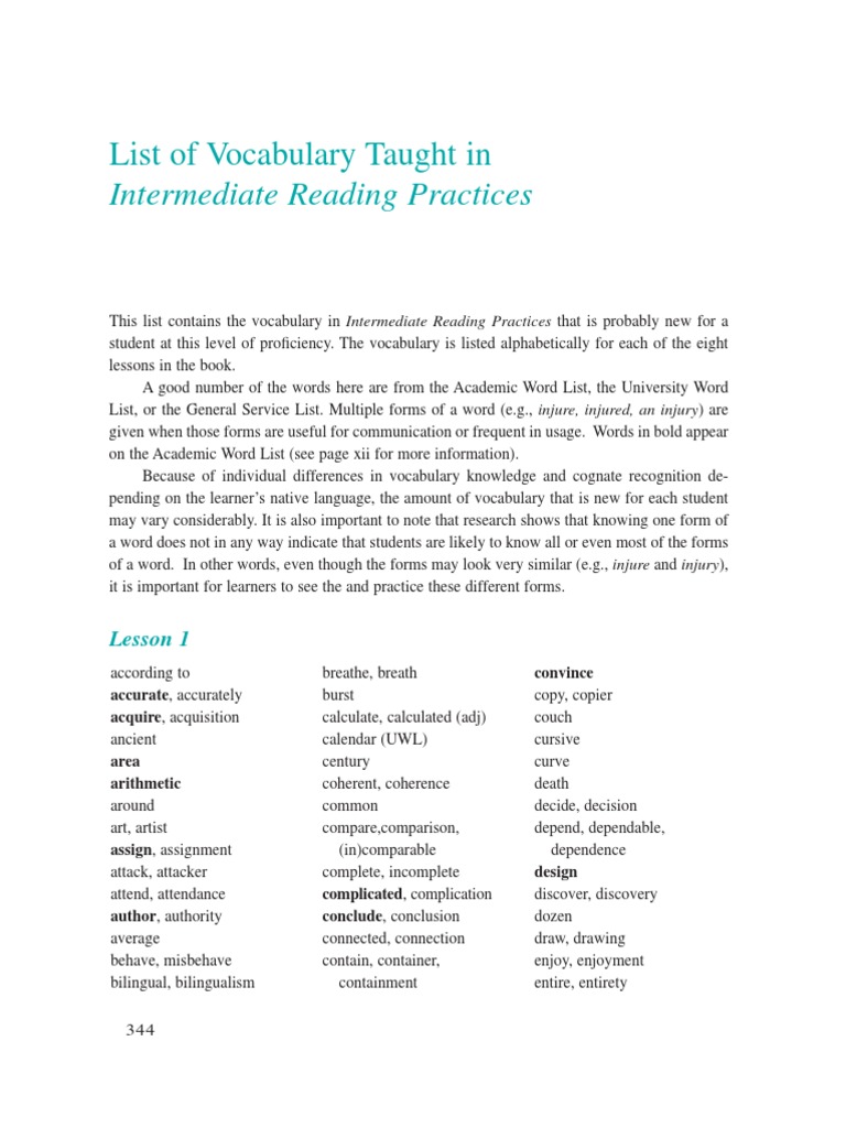Intermediate Level Vocab | PDF | Vocabulary | Nature