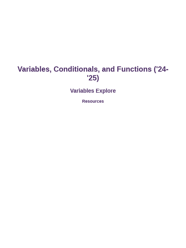 Variables Conditionals and Functions 24 25 Resources | PDF | Software Bug | Debugging