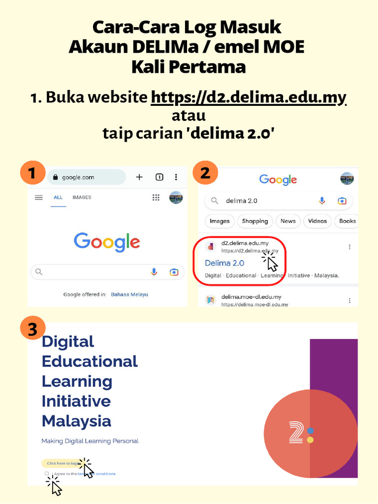 Step Log Masuk Akaun DELIMa Kali Pertama | PDF