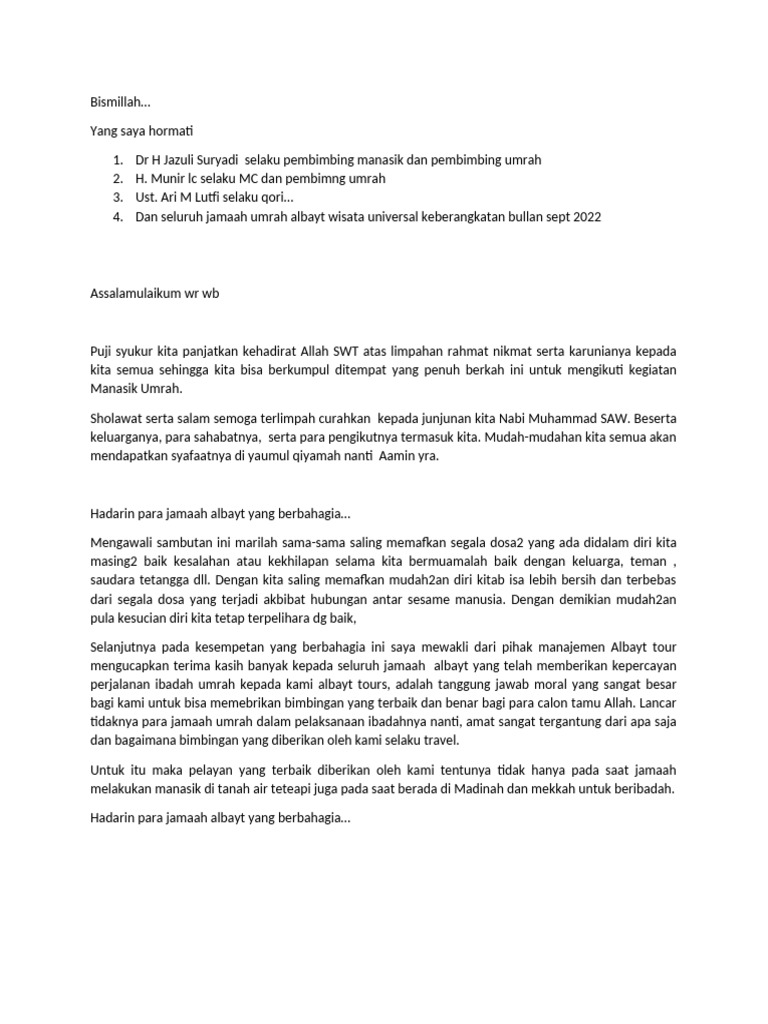 Draft Sambutan | PDF