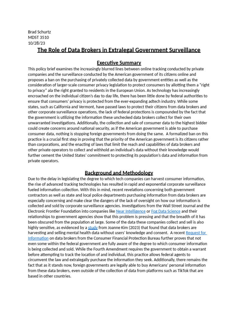 Policy Brief | PDF | Privacy | Surveillance Policy Brief | PDF | Privacy | Surveillance