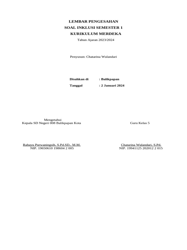 Contoh Lembar Pengesahan | PDF