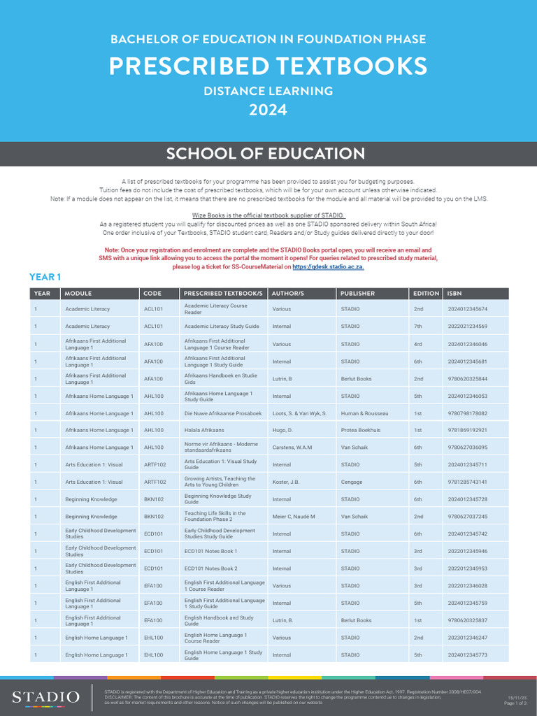 STADIO SOE Textbook BEd Foundattion Phase DL 2024 Website | PDF ...