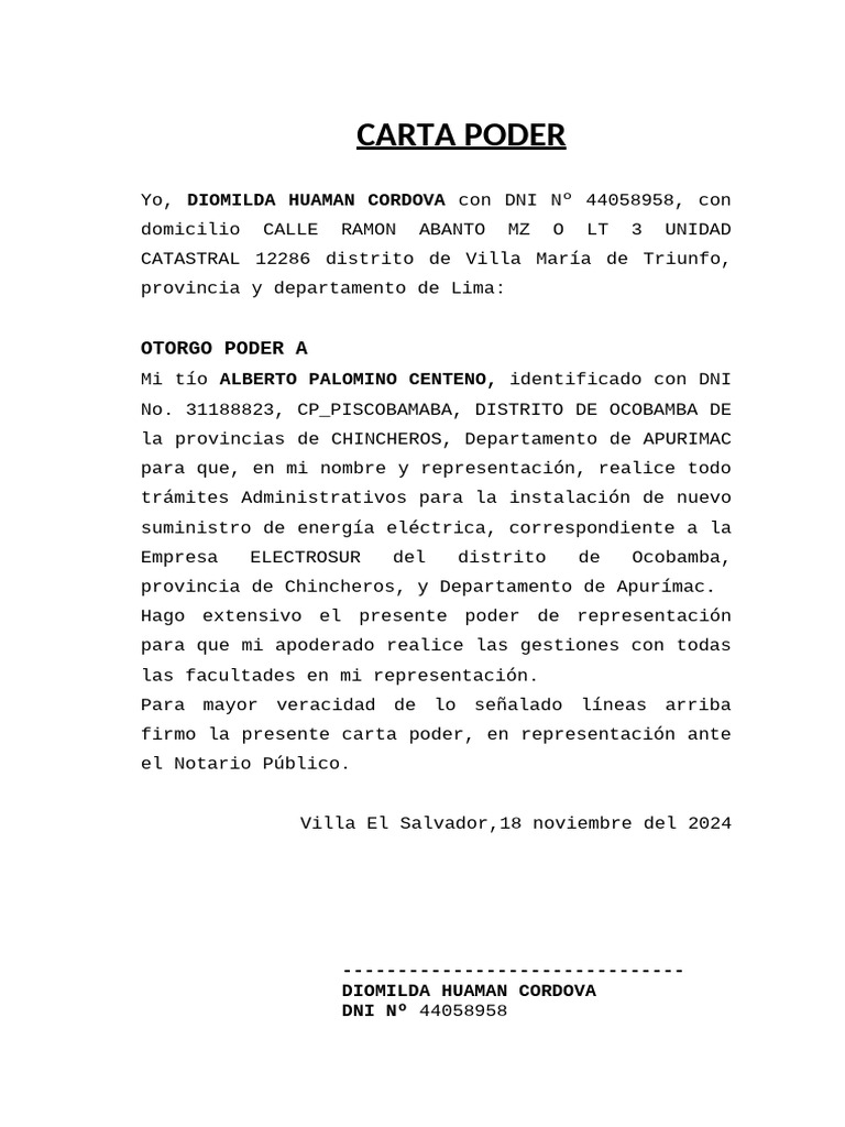 Carta Poder Notarial 33 | PDF