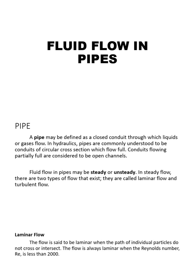 Lesson 7 Fluid Flow in Pipes | PDF | Reynolds Number | Fluid Dynamics
