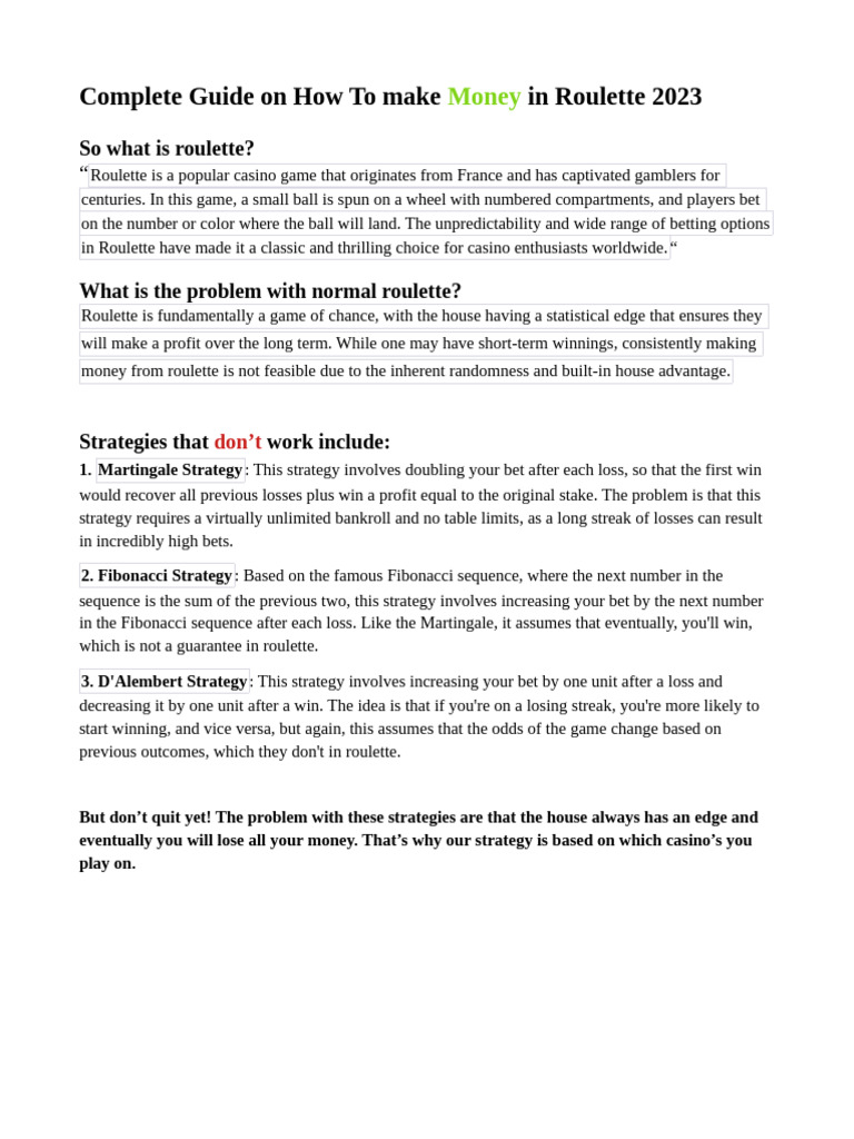 completeguide_roulette | PDF | Roulette | Gaming