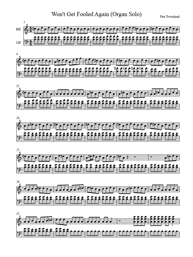 Wont Get Fooled Again Organ Solo | PDF