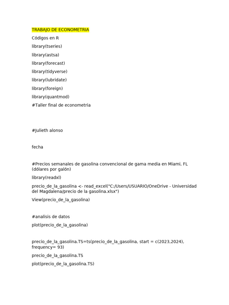 Codigos de R y LATEX Trabajo Final Econometria Julieth Alonso | PDF