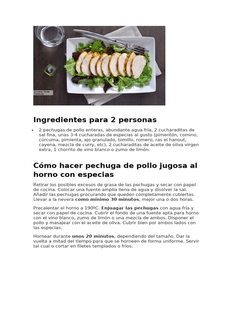 Pechuga de Pollo Al Horno | PDF