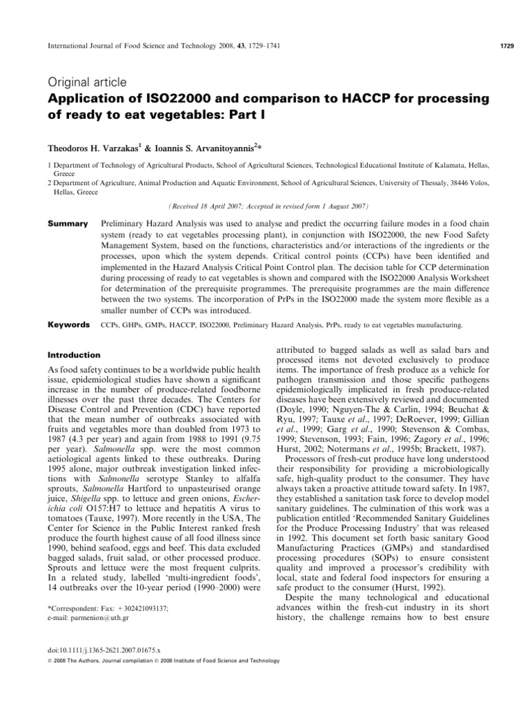 4 Tearm Paper - Application of ISO22000 and Comparison To HACCP | PDF ...