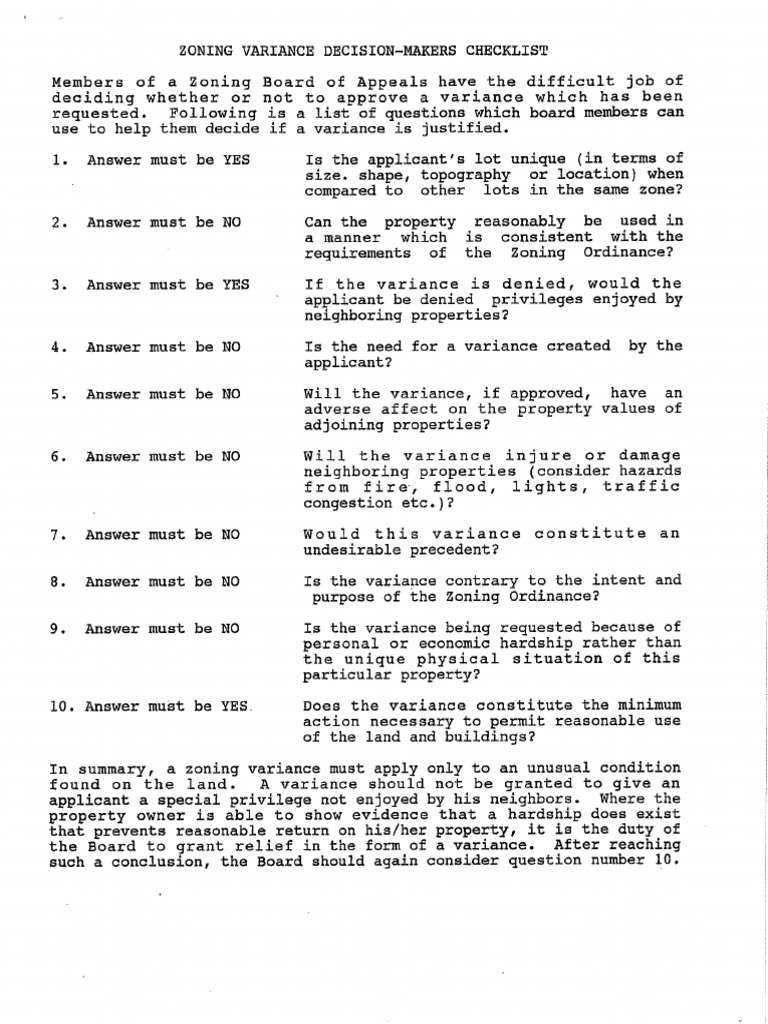 ZBA Approval Checklist | PDF ZBA Approval Checklist | PDF