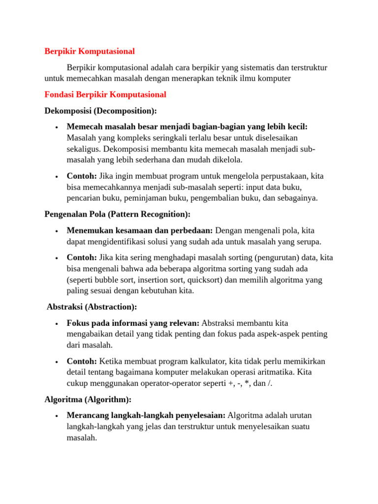 Berpikir Komputasional, Flowchart, C++ | PDF | Komputer