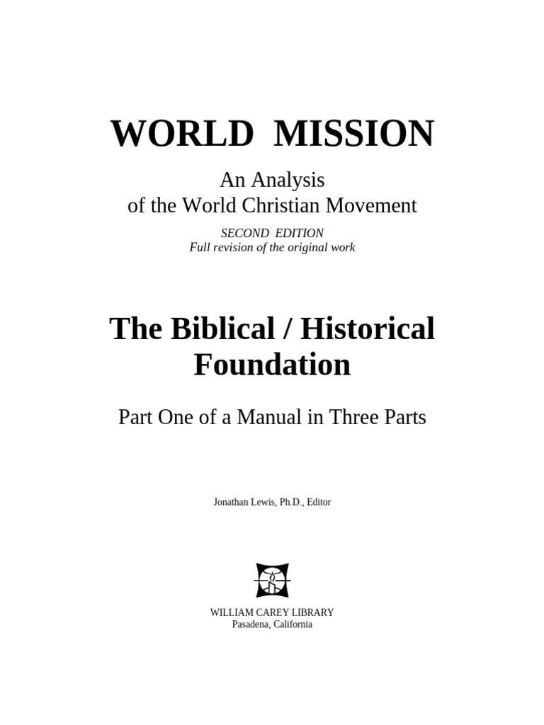 Introduction To Missions Manual | PDF | Jesus | Bible