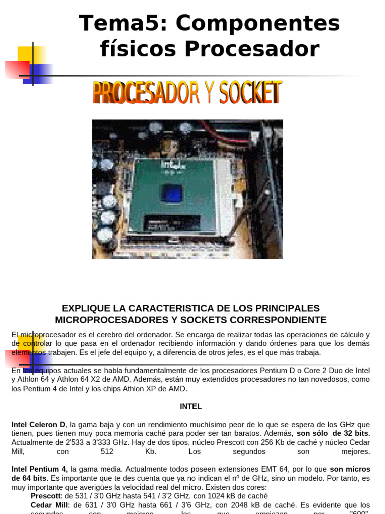 Tema5 Hardware Procesador | PDF | Microprocesador | Arquitectura de ...