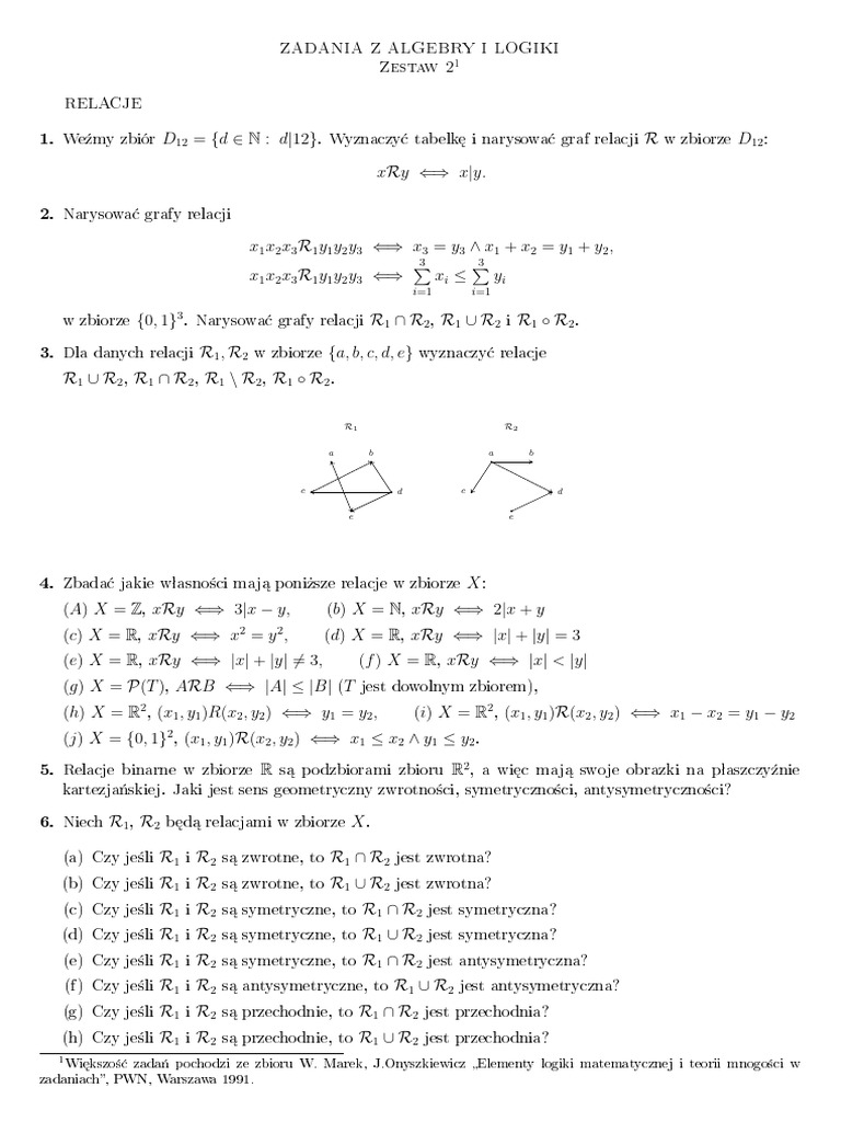 Zestaw 2 Relacje Porzadki | PDF