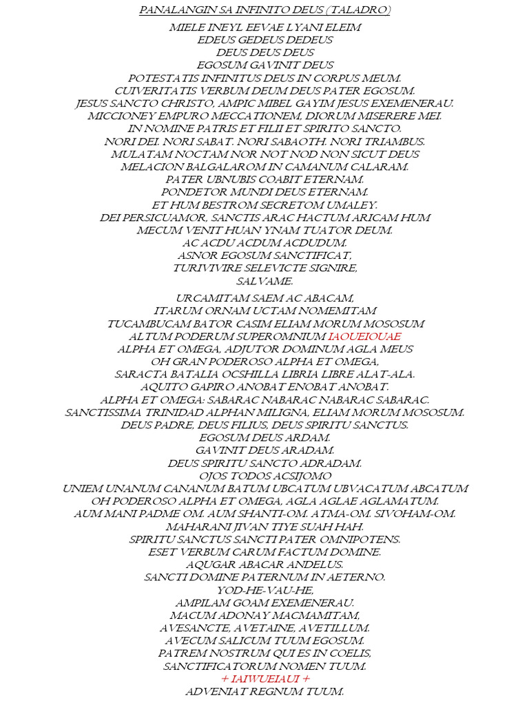 Taladro NG Infinito Deus | PDF