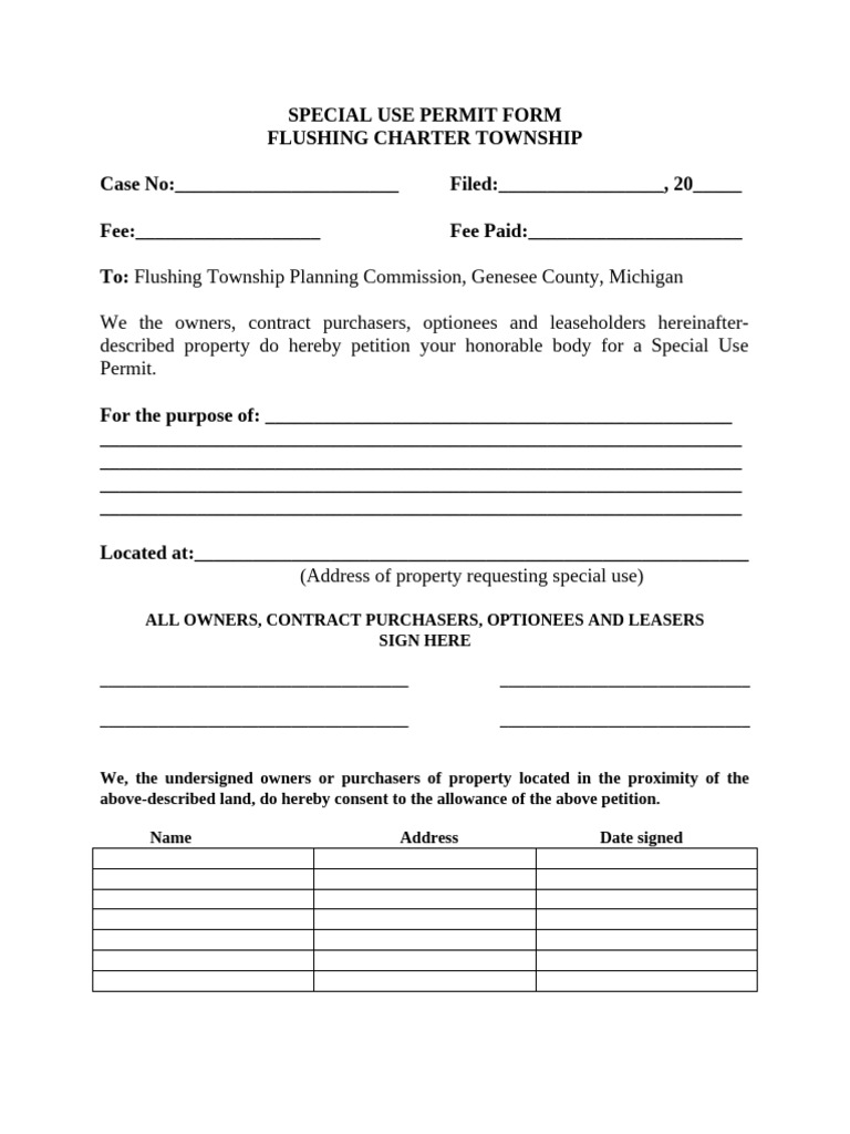 Special Use Permit Form | PDF