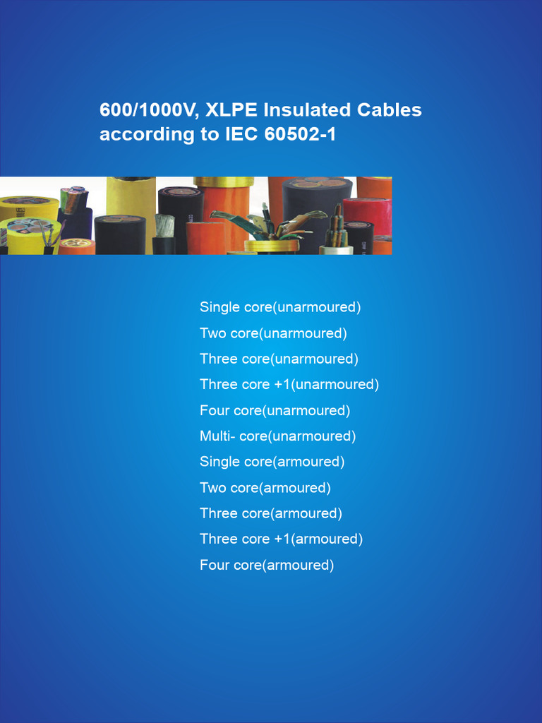 600-1000V, XLPE Insulated Cables According To IEC 60502-1 | PDF | Insulator (Electricity) | Wire