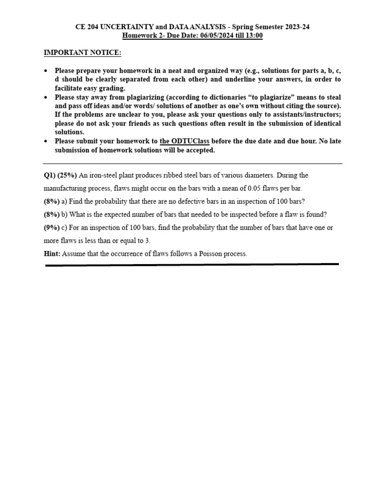 Ce204 - 2024 Homework 2 | PDF | Statistics | Statistical Analysis