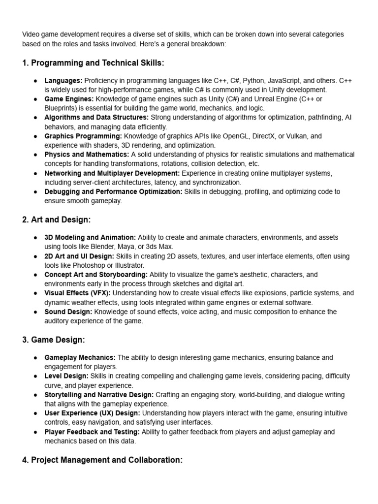 Essential Skills for Game Development | PDF | Augmented Reality | 3 D ...