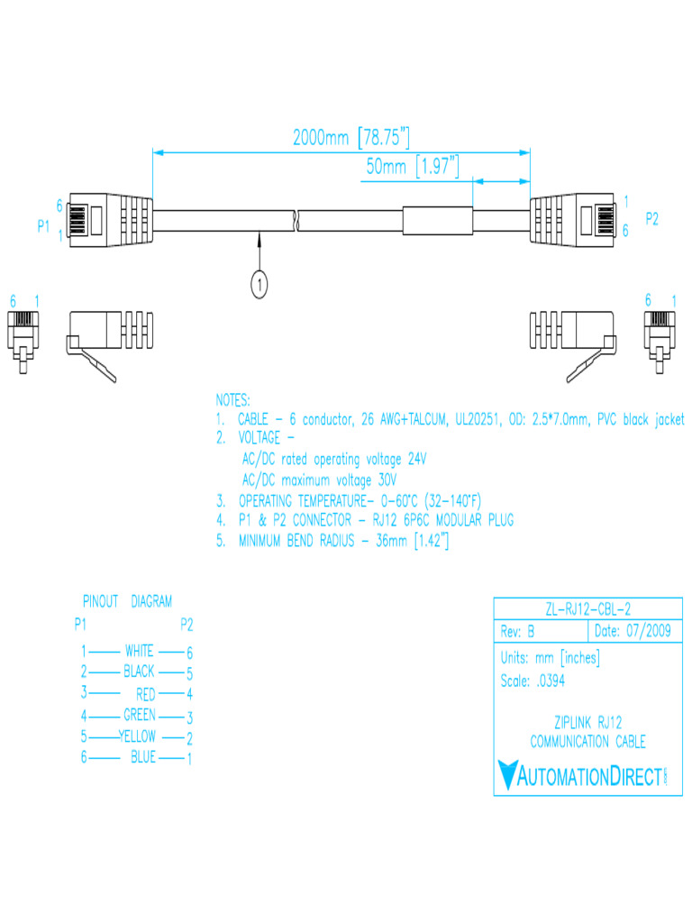 Cable PLC To Drive RJ11 6pines ZL-RJ12-CBL | PDF