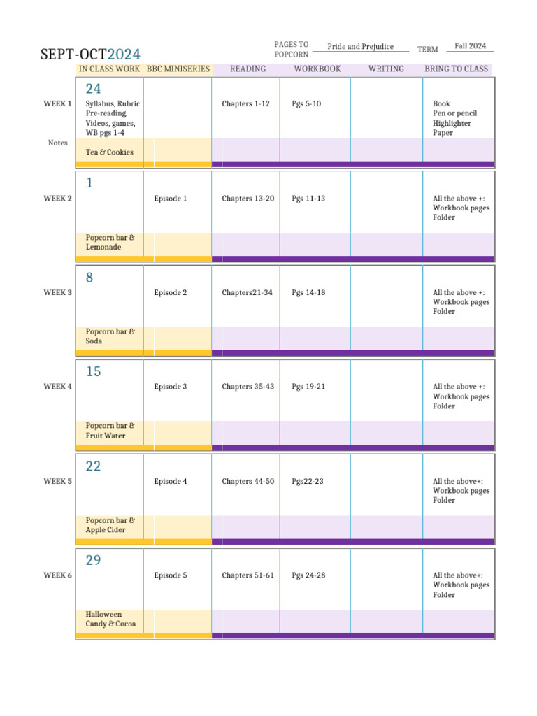 Fall 2024 Pride and Prejudice Syllabus | PDF