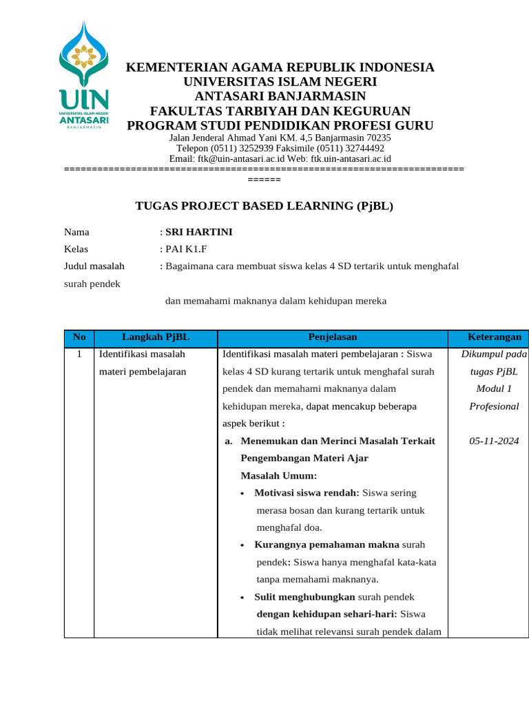 PJBL Modul 9 Sri Hartini | PDF | Karier & Perkembangan | Sains & Matematika