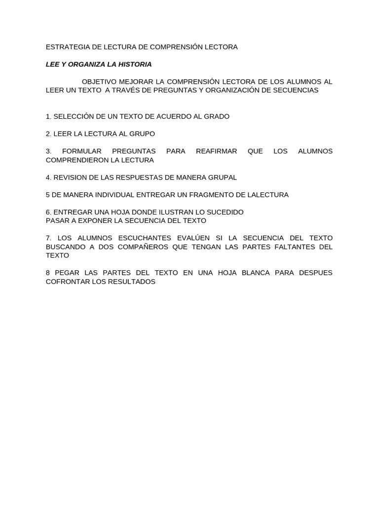 Estrategia de Comprension Lectora 5 | PDF | Crecimiento personal y ...