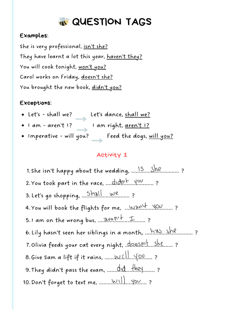Question-tags-Activity Daniela Romero | PDF Question-tags-Activity Daniela Romero | PDF