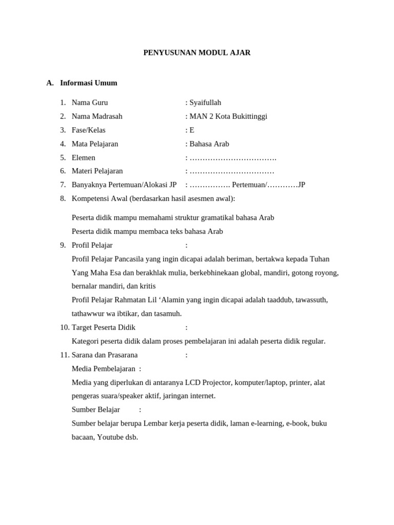 LK Penyusunan Modul Ajar | PDF | Karier & Perkembangan