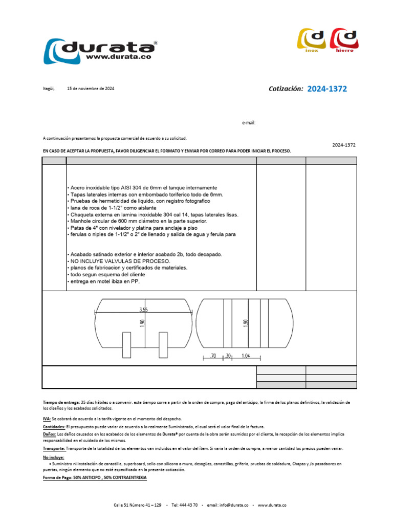 Cotizacion 2024-1372 Tanque Inox 304 de 8000lts - Oka - Alejandro ...