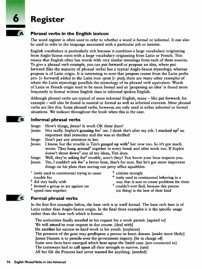 Phrasal Verbs in Use-Adv. 6 Register | PDF