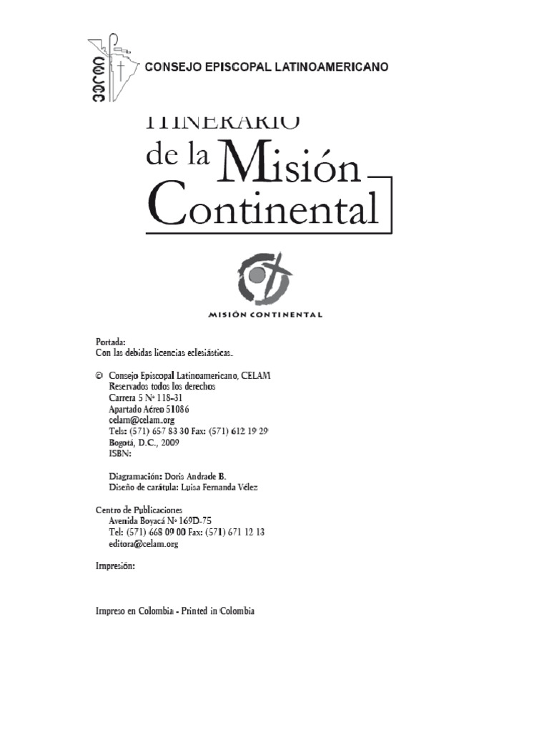 Intinerario de La Mision Continental (Resusido Tamano de Lestras) | PDF
