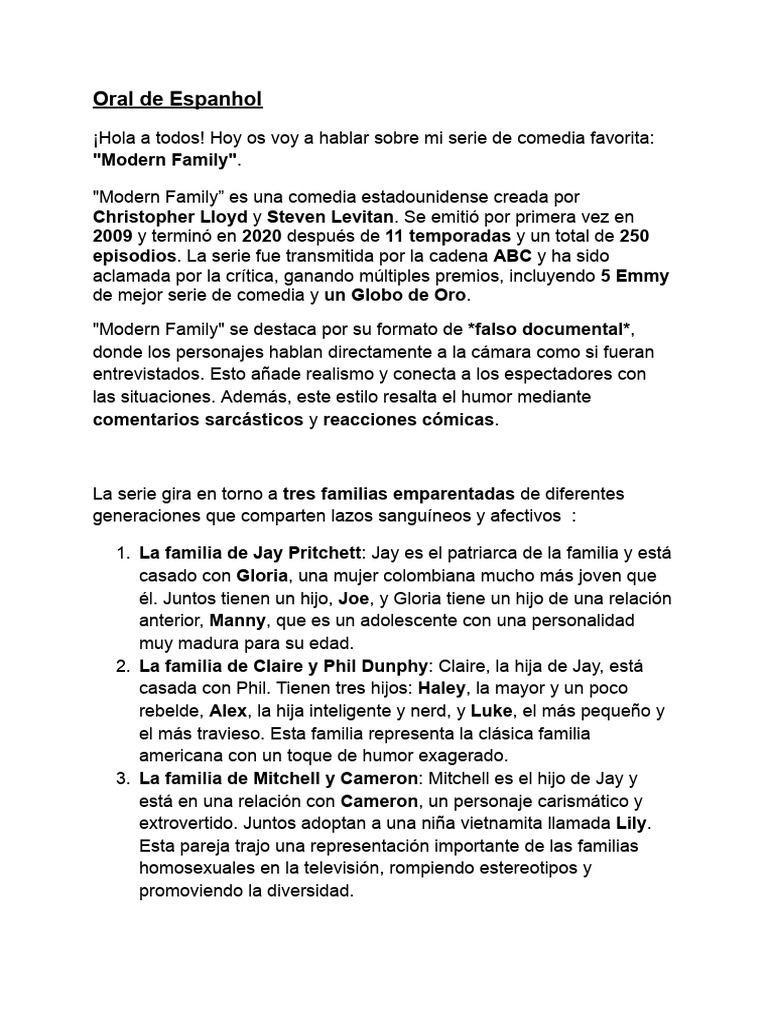 Oral de Espanhol | PDF