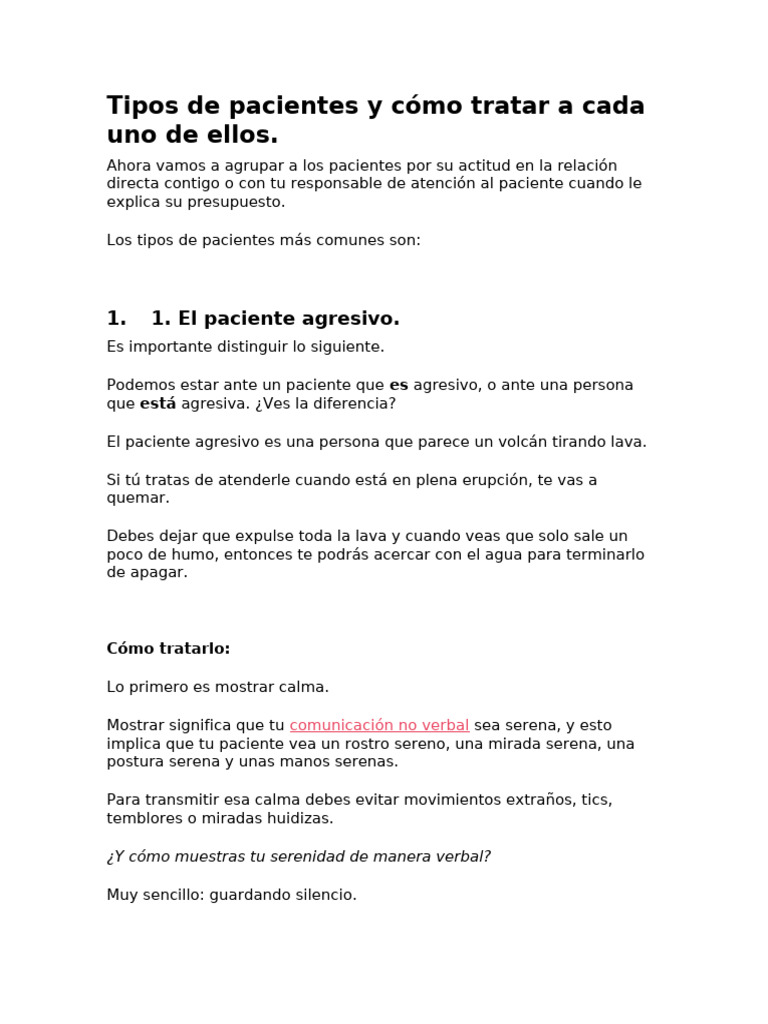 Tipos de Pacientes y Su Manejo | PDF