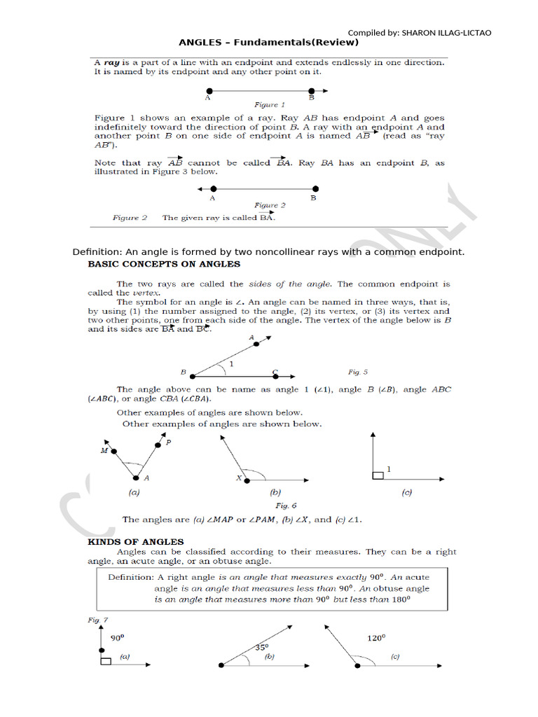 Notes-SED MATH 3 First G | PDF | Angle | Elementary Mathematics