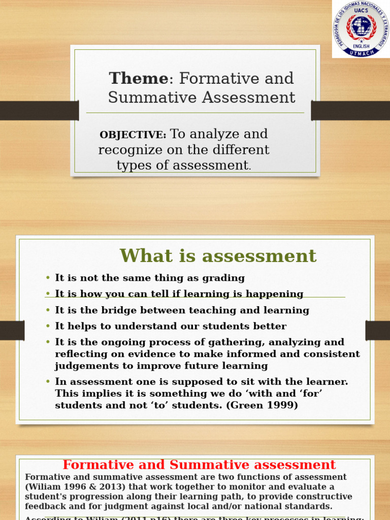 Class 2 - Formative and Sumative Assessment | PDF | Educational ...
