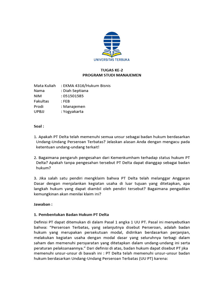 Tugas 2 Hukum Bisnis | PDF
