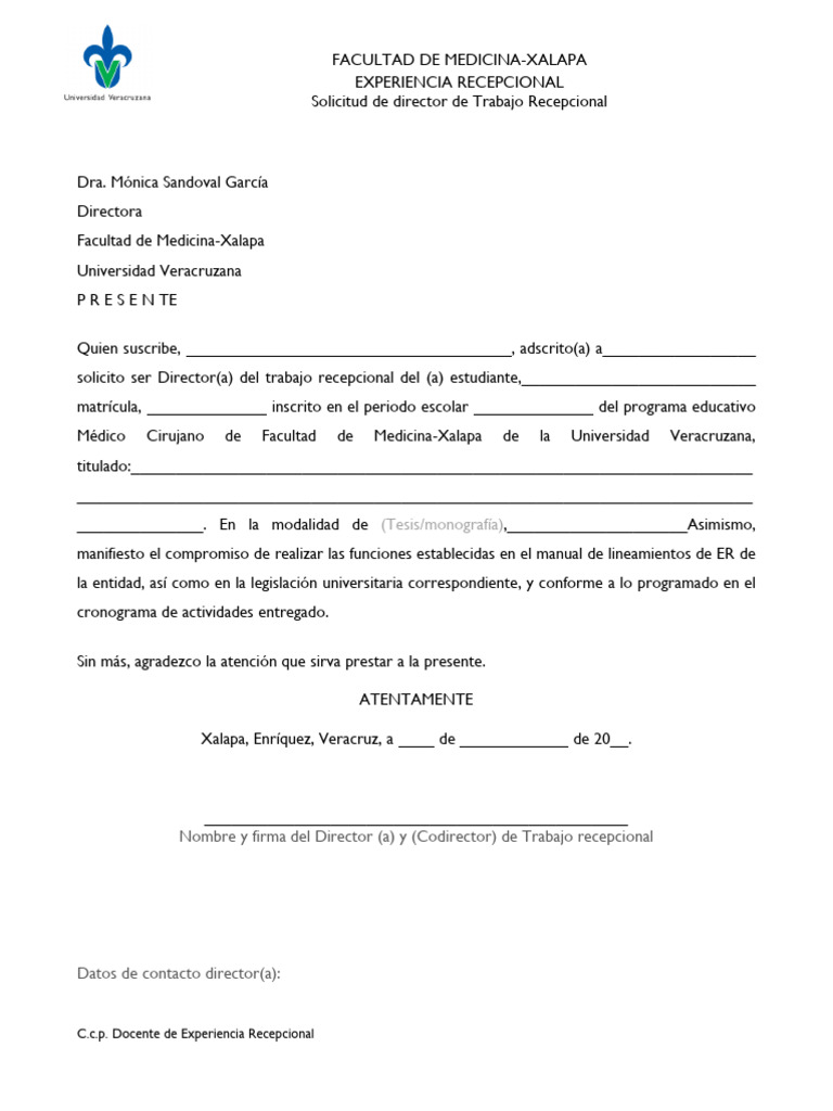 Solicitud Director Trabajo Recepcional FINAL | PDF