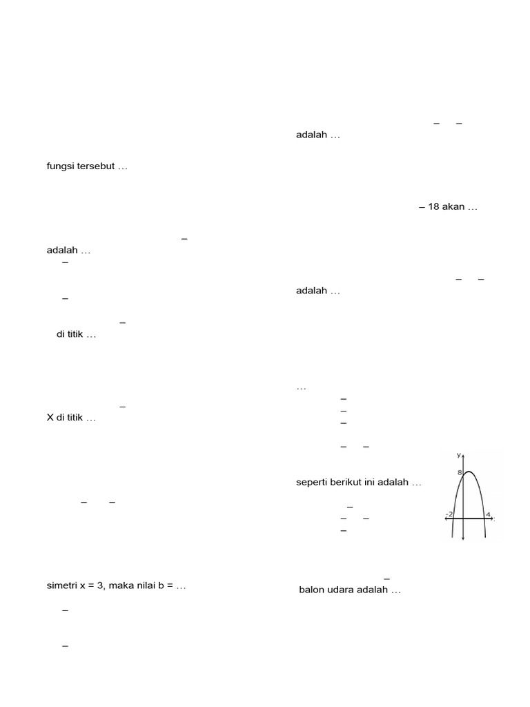 Latihan Soal Fungsi Kuadrat | PDF