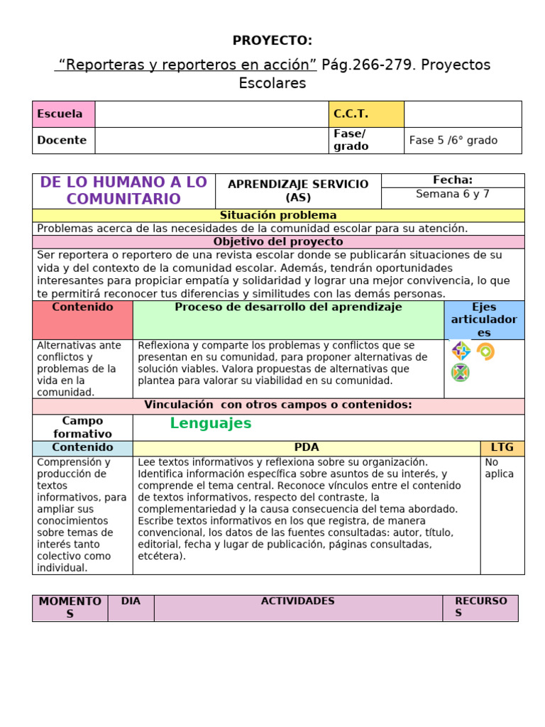 Reporteros en Acción: Proyecto Escolar | PDF | Cognición