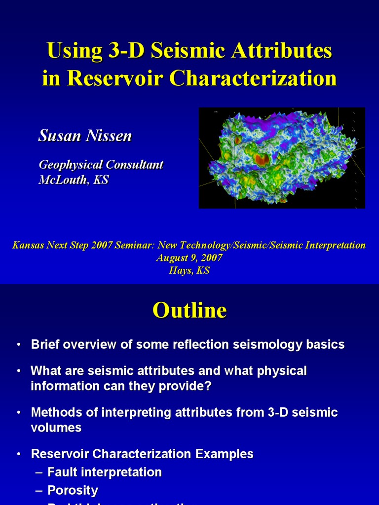 Using 3d Seismic Attributes in Reservoir Characterization1041 | PDF ...