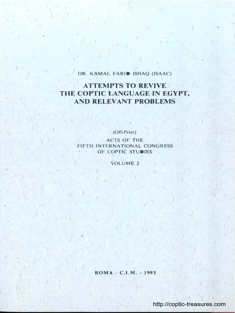 Attempts To Revive The Coptic Language I | PDF | Verb | Copts