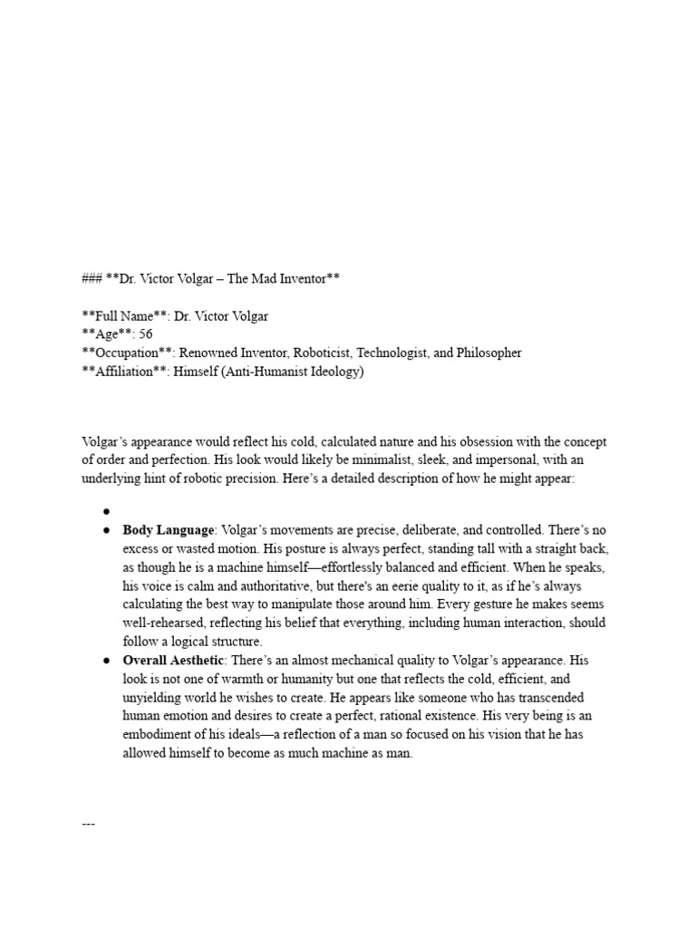 Dr. Victor Volgar: The Mad Inventor | PDF | Artificial Intelligence ...