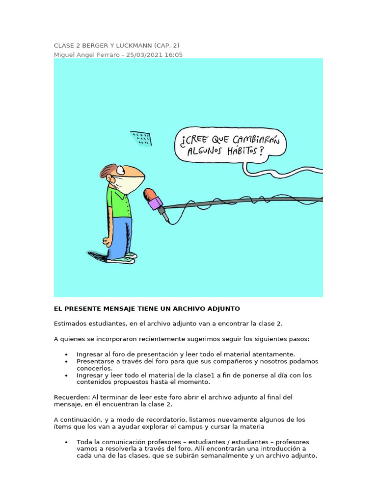 Clase 2 Berger y Luckmann | PDF
