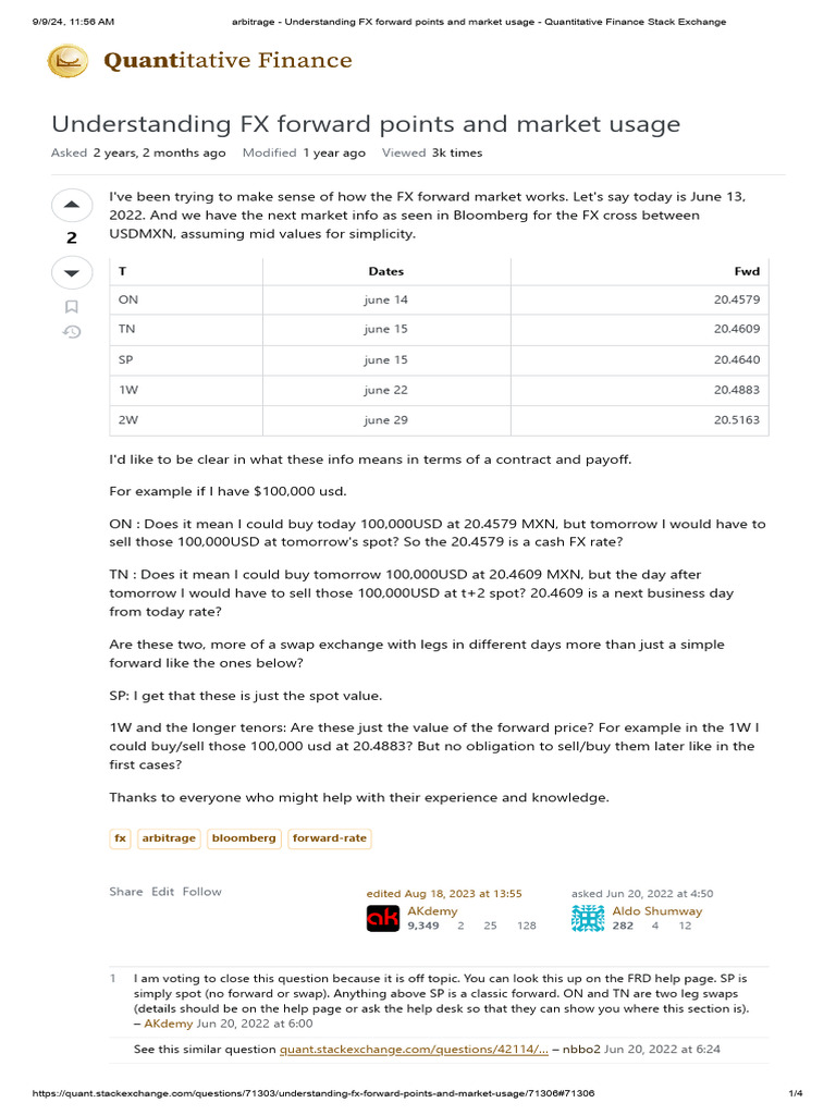 FX Forward Points Explained | PDF | Swap (Finance) | Financial Markets