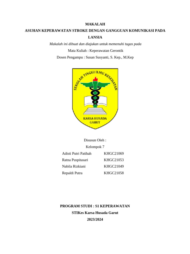 Makalah ASKEP Stroke Dengan GGN Komunikasi Verbal | PDF