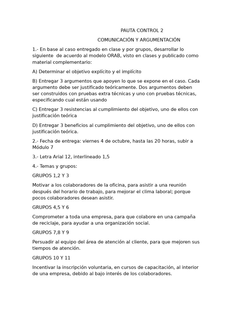 Pauta Control 2 Com y Arg Uau | PDF